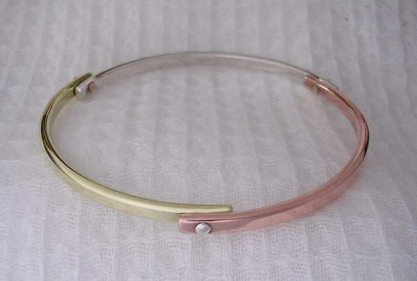 Tri-Metal Bangle Bracelet with Rivets – The Hammering Man